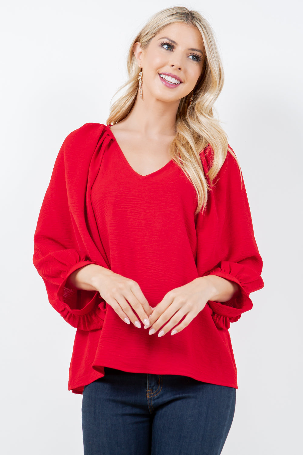 Style 5727 Red Airflow Pleat Shoulder Top – LTX Sportswear